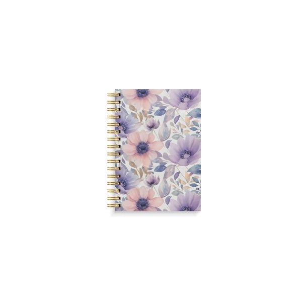 Spiralnotesbog A5 Notebook Lilac Flowers - Noteshæfter - staxenshop.dk